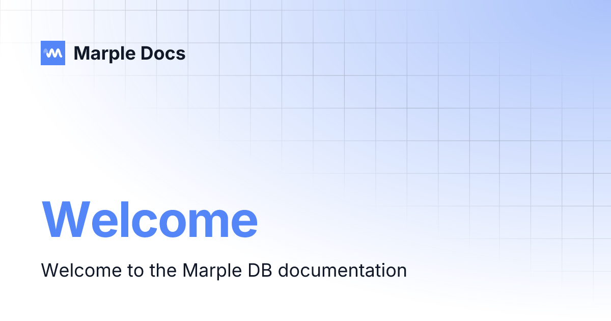 Welcome Marple Docs