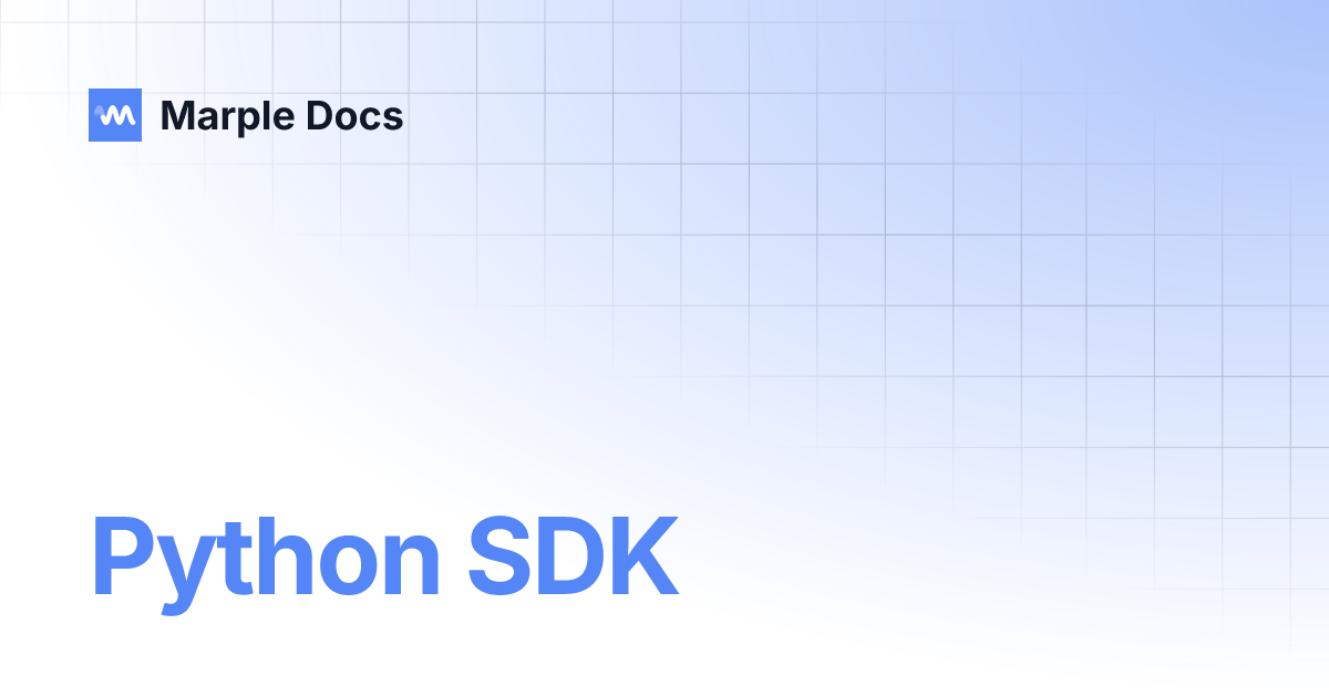 Python SDK | Marple Docs