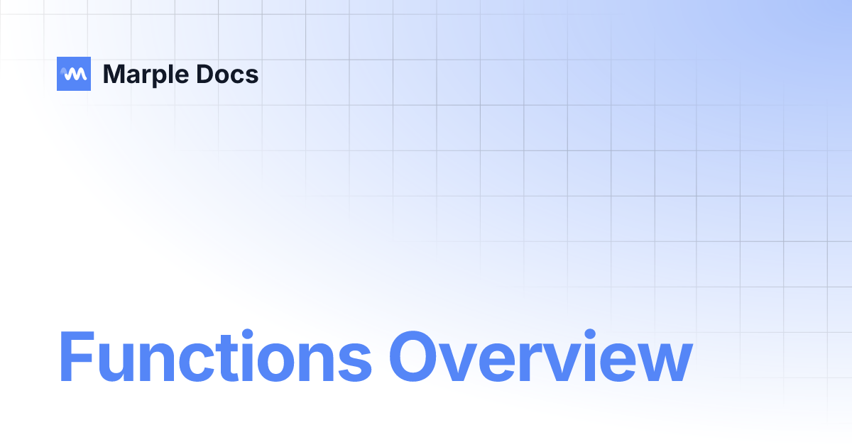 Functions Overview Marple Docs